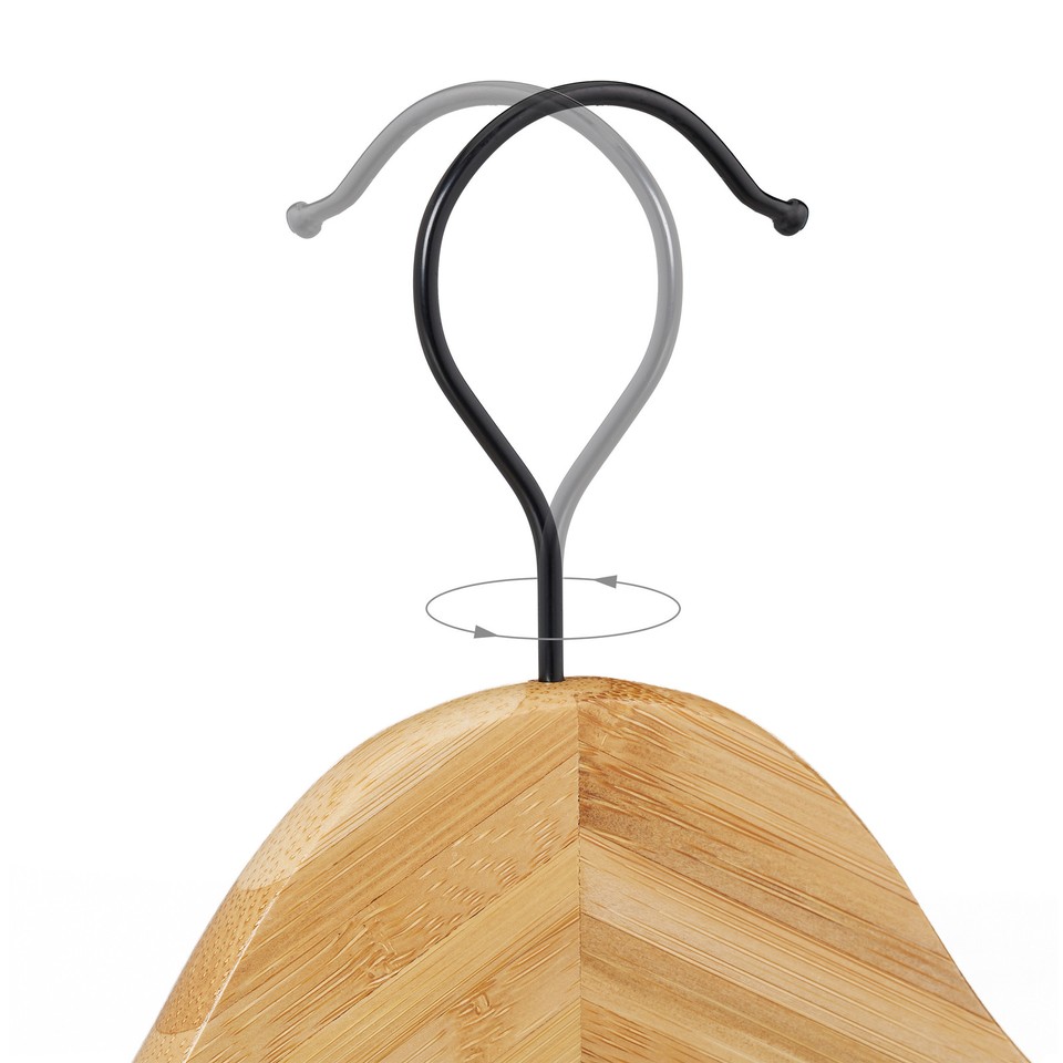 Set of 20 Bamboo Coat Hangers Wooden Pants Holder Natural Non-Slip ...