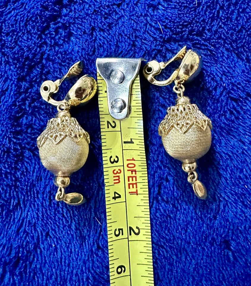 Vintage Monet Large Single Gold Ball Clip On Earrings Brand Name ...