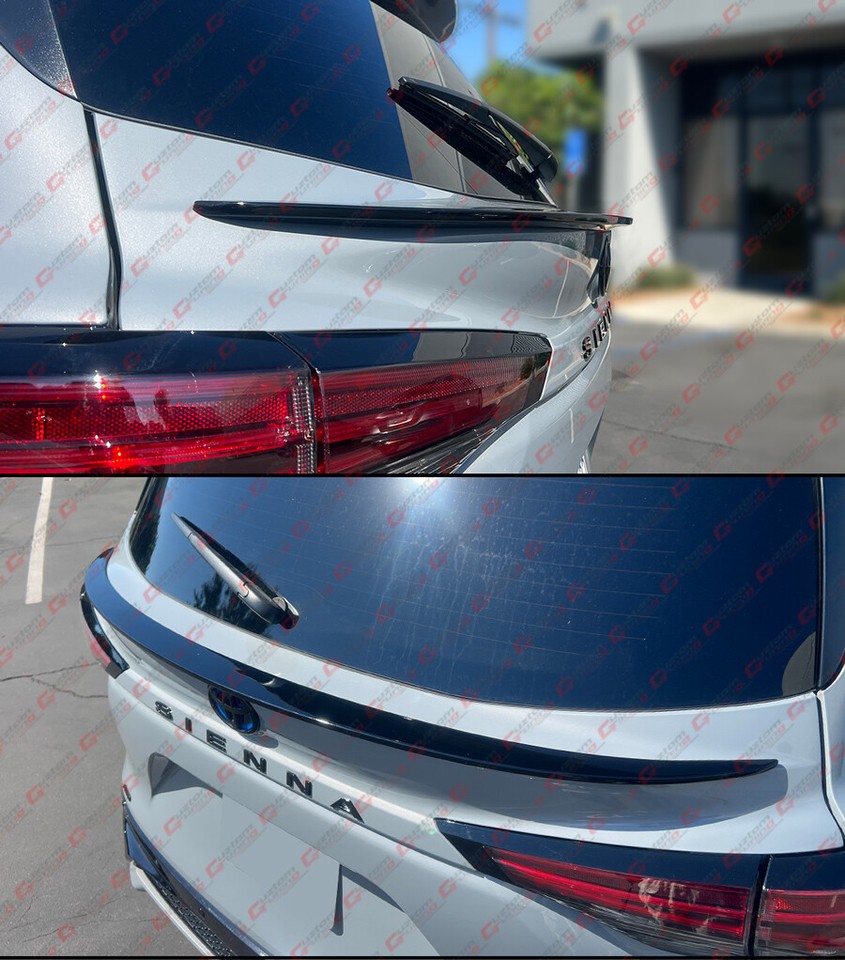 FOR 2021-26 TOYOTA SIENNA JDM SPORT GLOSS BLACK TAILGATE TRUNK MID WING ...