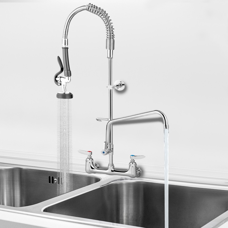 VEVOR 47" Commercial Kitchen Pre Rinse Faucet 8" Center Wall Mounted ...