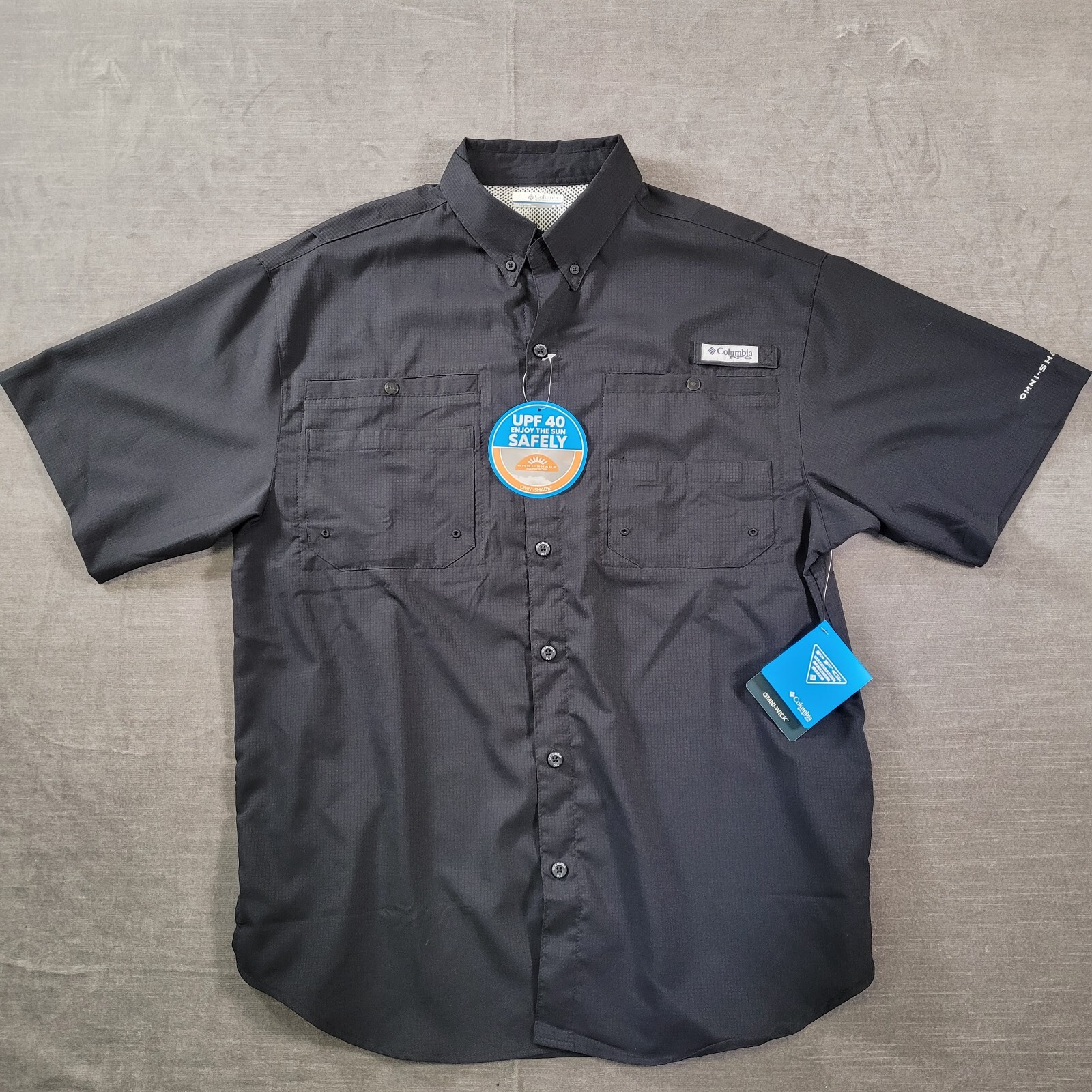 Columbia PFG UPF 40 Short Sleeve PFG Black Mens Size Medium NWT