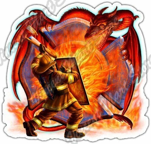 Fire Dragon Firefighter Flame Fire Fighter Car Bumper Vinyl Sticker ...