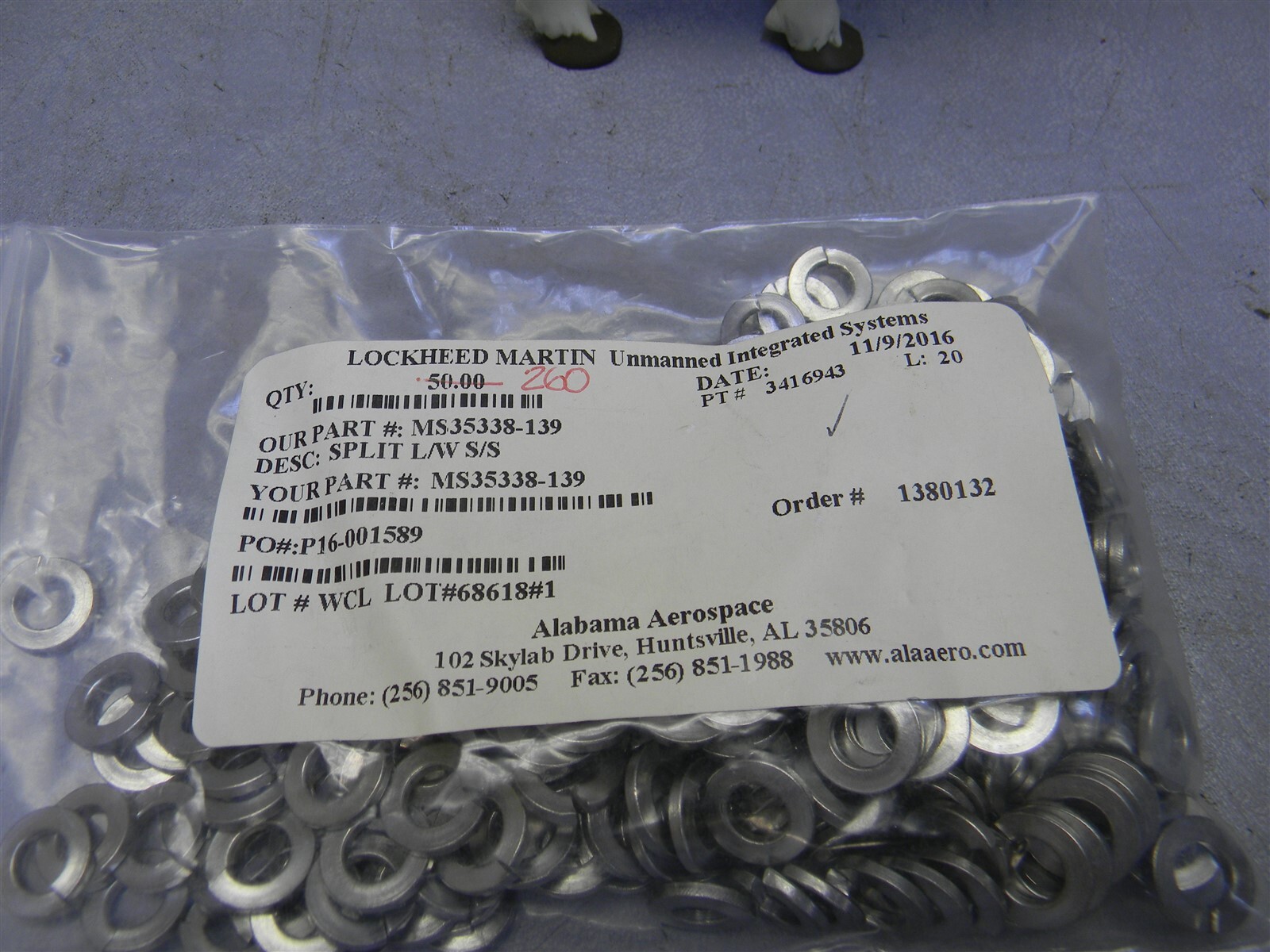 MS35338-139 1/4" Military Spec Split Lock Washer Stainless Steel Lot of ...