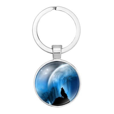 Lone Howling Wolf Spirit Animal Moon Keychain Keyring + Free Gift Bag ...