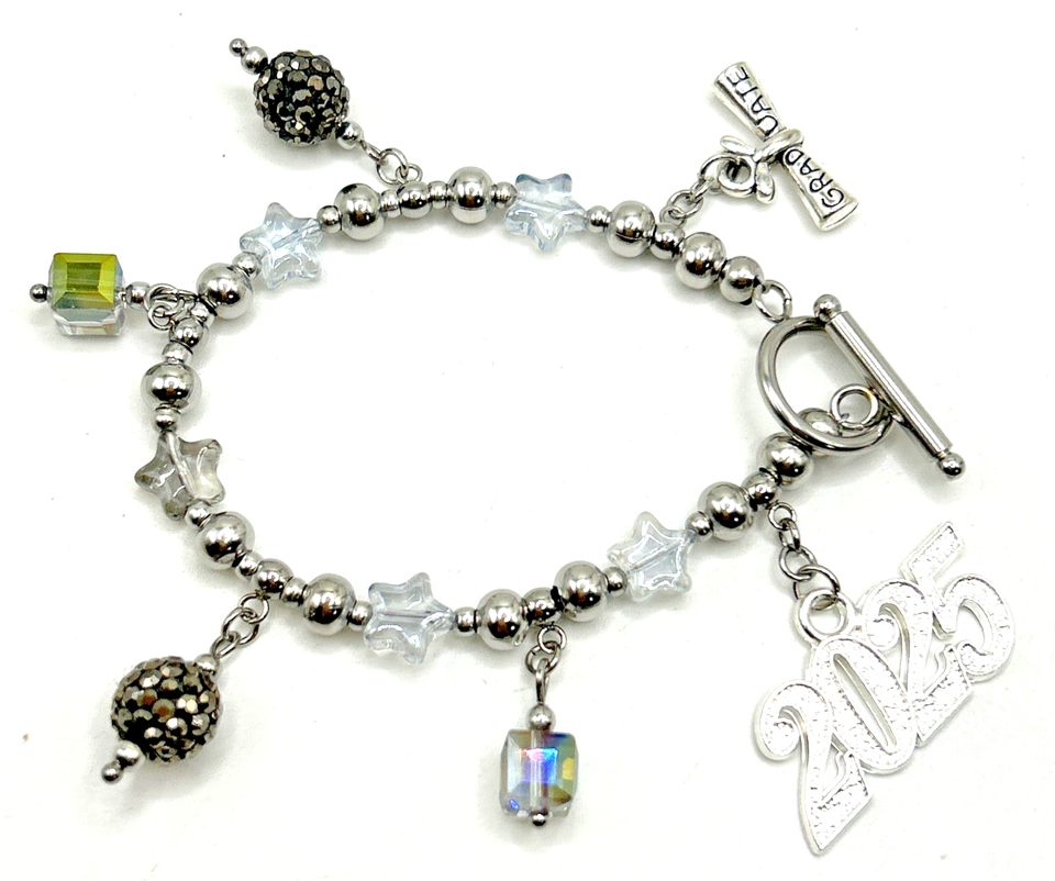 7.5" CLASS OF 2025 * GRADUATION * Stainless Steel Toggle Clasp Charm ...