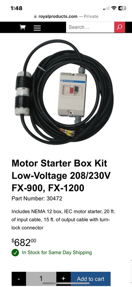 NEW OPEN BOX Royal Products 30472 Filtermist Motor Starter Kit FX-900 ...