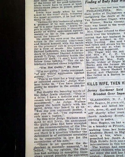 ROBERT GEORGE IRWIN Sculptor Veronica Gedeon MURDERS Sentenced 1937 ...