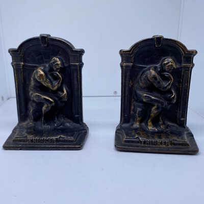 Antique Cast Iron The Thinker Sculpture Molded Relief Dark Patina ...