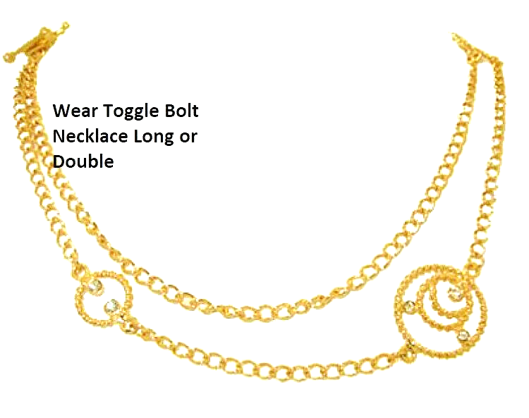 yellow gold necklace 36" toggle bolt clasp austrian crystal circle ...