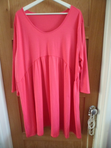 WOT SCOOP NECK SMOCK LOOSE DRESS 3/4 SLEEVE PINK SIZE 5XL 26/28 | eBay