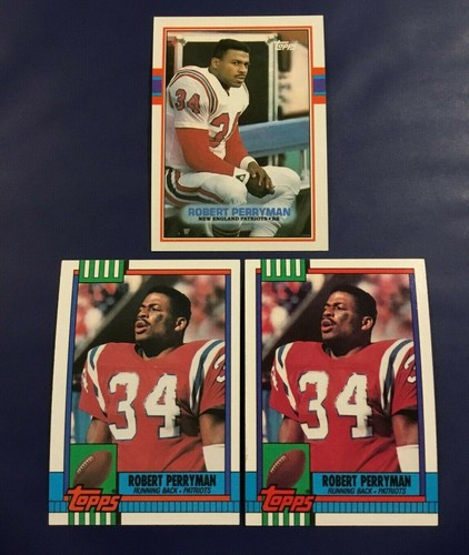 1989 & 1990 Topps # 195 # 420 ROBERT PERRYMAN Lot 3 Patriots MICHIGAN ...