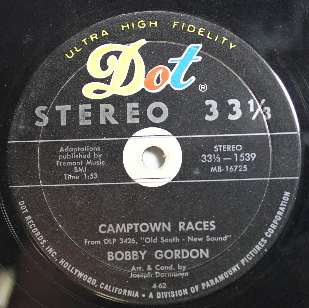50S & 60S 45 Bobby Gordon - Ellen Bayne / Camptown Races On Dot Records ...
