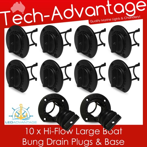 10 x Boat Black LARGE Cut Base High Flow Transom Bungs & Base | eBay ...