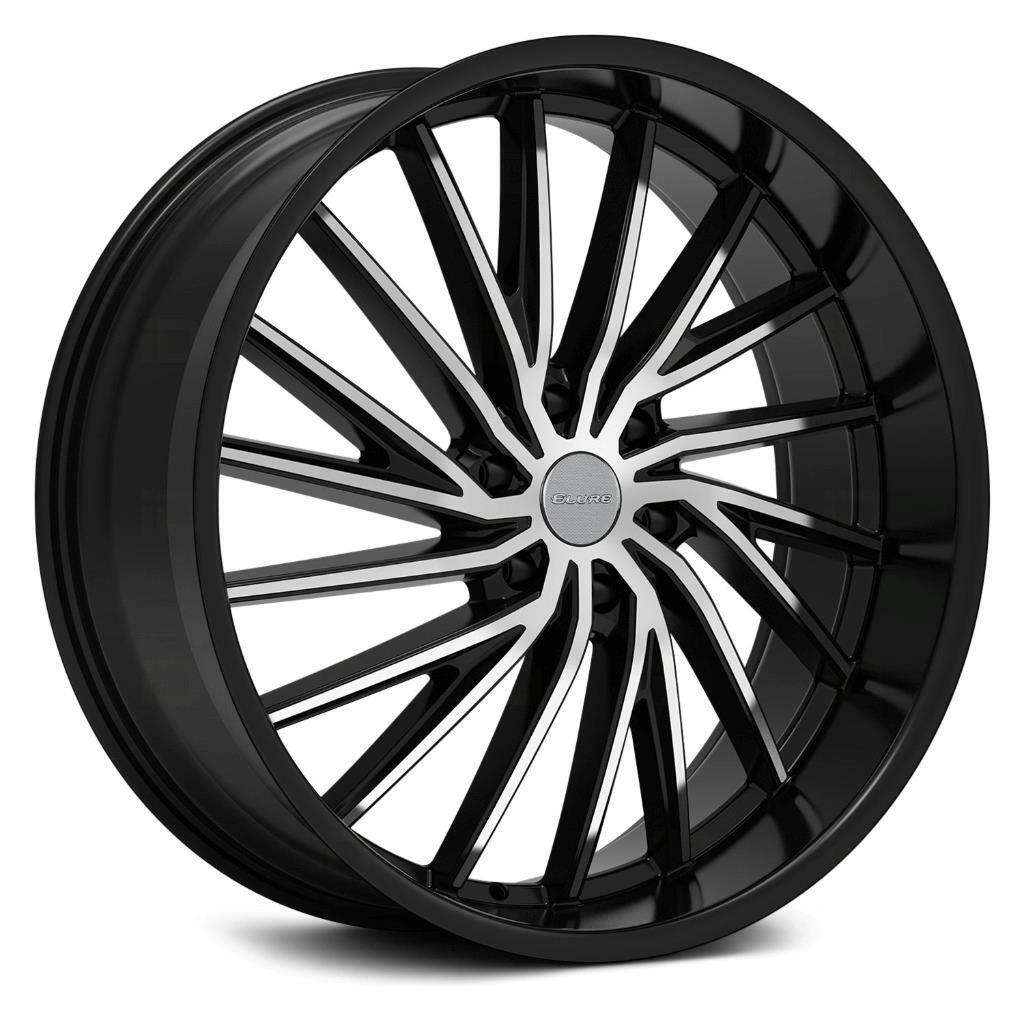 24 inch 24x9.5 ELURE ELR54 Black Machined wheels rims 6x5.5 6x139.7 +24 ...