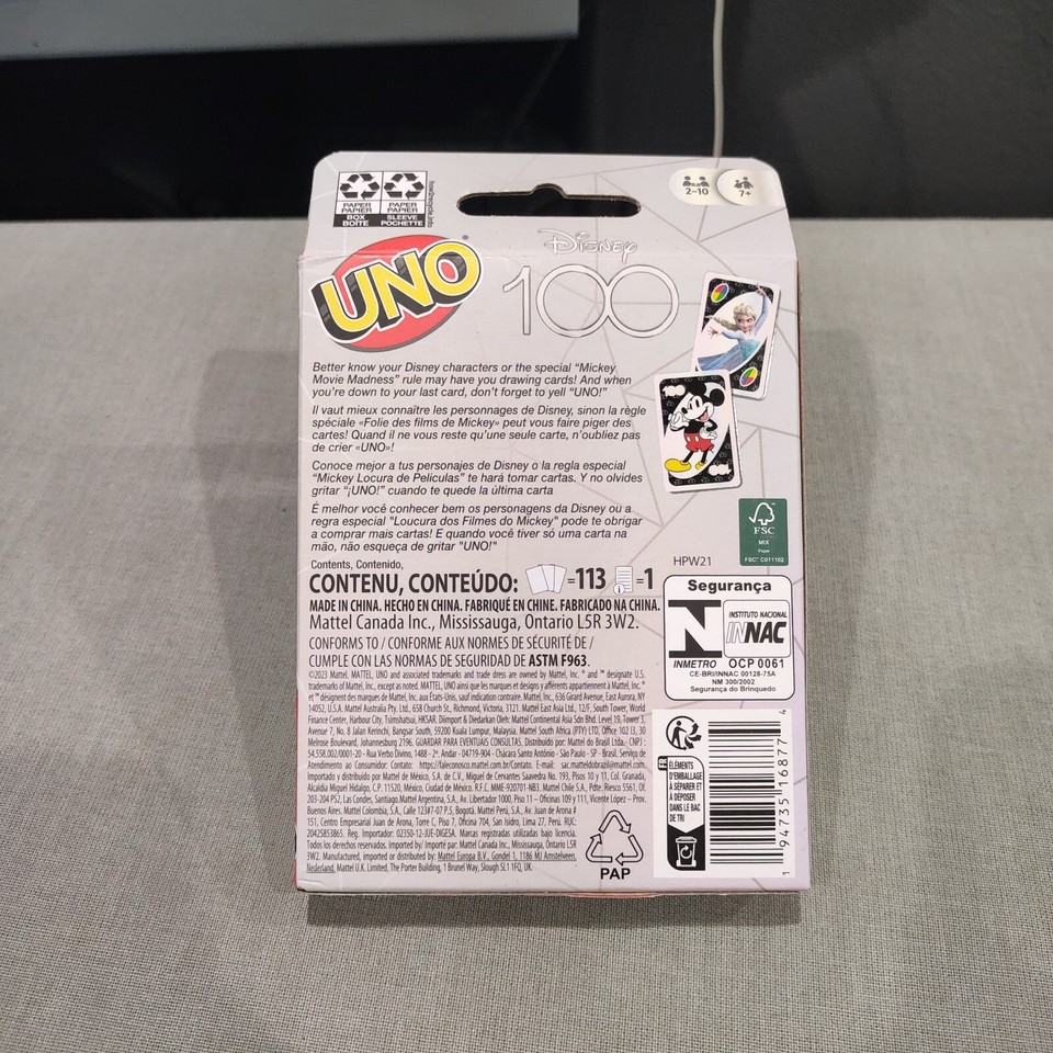 Uno Disney 100th Anniversary - Special Edition Mystery Foil - Mattel ...