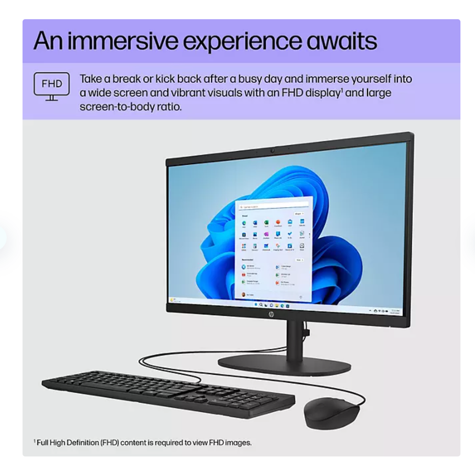 HP 22" All-In-One Desktop Computer Intel i3 3.8GHz 8GB 256GB SSD ...