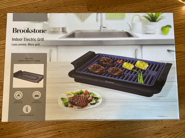 Brookstone Indoor Electric Grill Portable Flameless Nonstick Adjustable ...