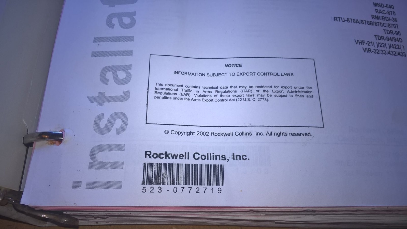 Rockwell Collins Pro Line II COMM NAV Pulse Install manual part B MND ...