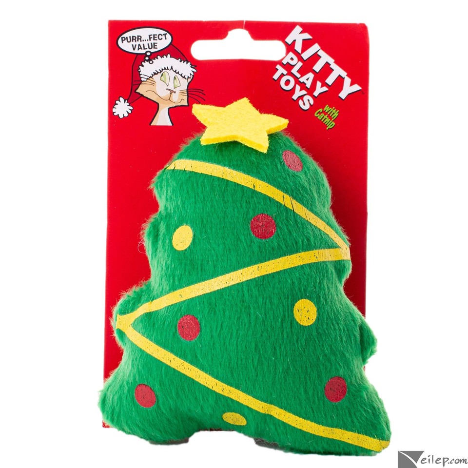 Christmas Tree w Star Plush Cat Stocking Stuffer Holiday 4.5" Catnip ...