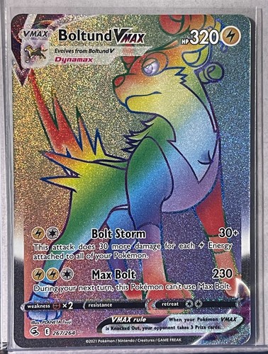 BOLTUND Vmax 267/264 Rainbow HOLO Pokemon Card Fusion Strike tcg NrMint ...
