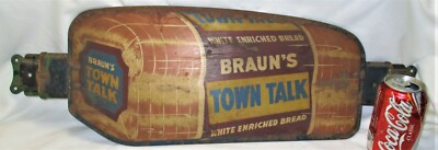ANTIQUE BRAUN'S TOWN TALK BREAD COUNTRY BAKERY KITCHEN STORE DOOR PUSH ...