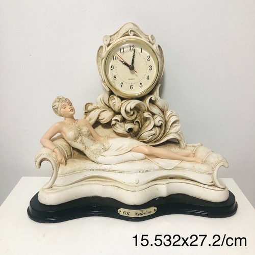 Vintage Art Deco Mantel Clock By OK Collection Woman On Lounge Couch | eBay