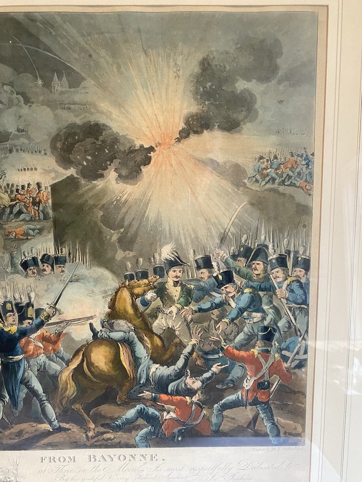 1814 The Sortie From Bayonne Aquatint Engraving William Heath Thomas ...