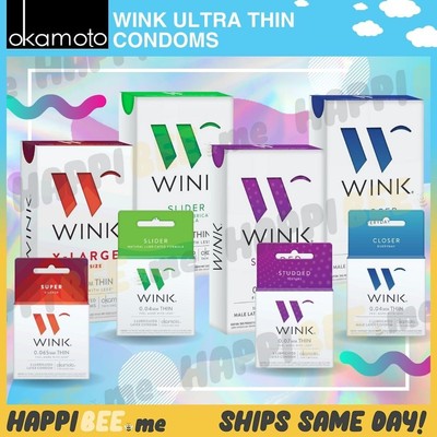 OKAMOTO 004 CROWN Condoms Latex🍯WINK Lubricated Ultra Thin Snug Grip ...