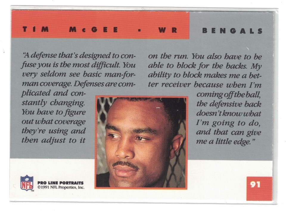 1991 NFL Pro Line Portraits Tim McGee #91 | eBay