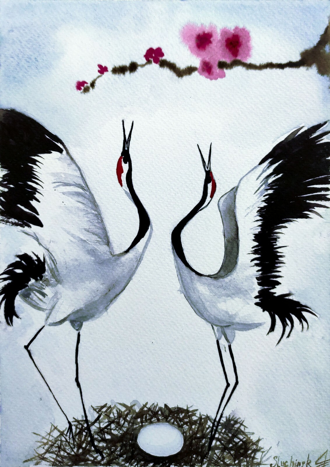Cranes Birds Art
