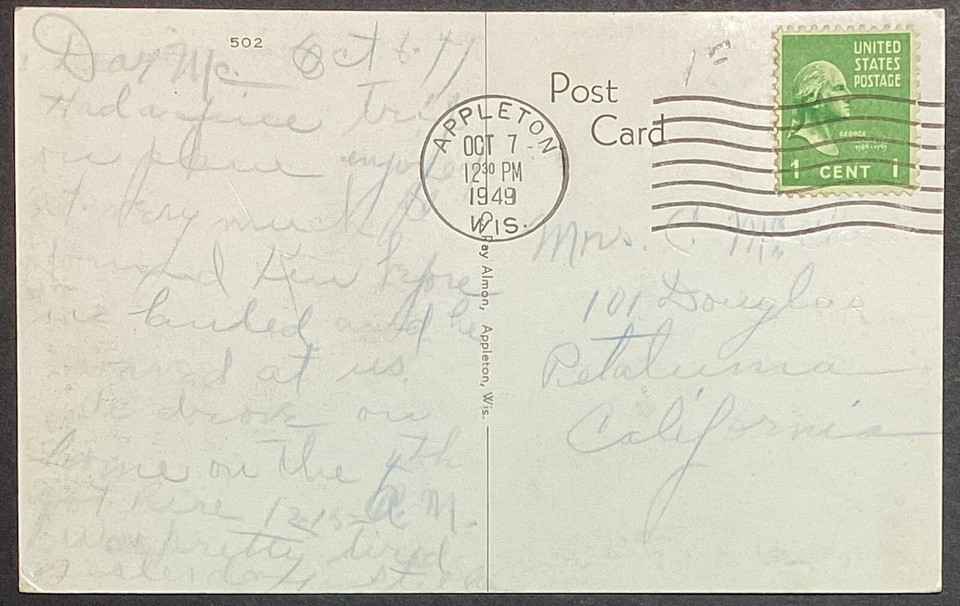 Appleton Wisconsin View of Fox River Vintage Standard Postcard Posted ...