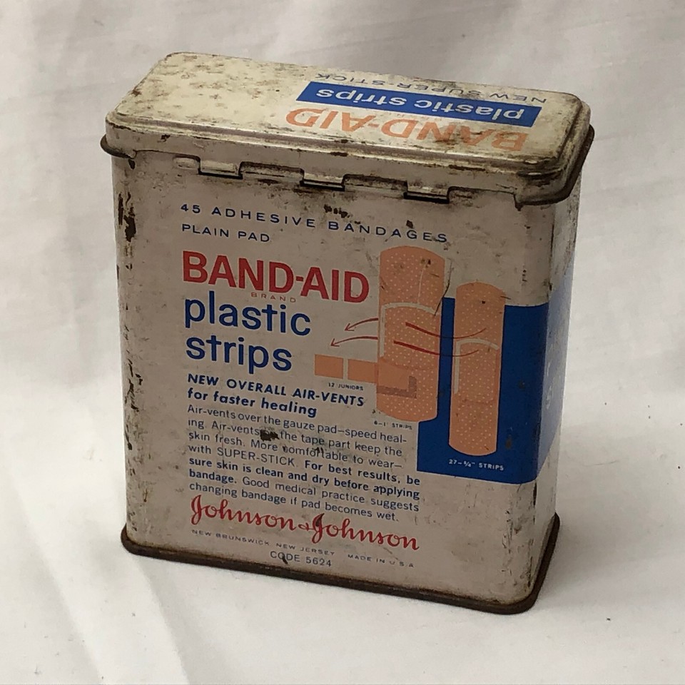 Vintage Band-Aid Bandages Metal Tin Johnson & Johnson plastic strips | eBay