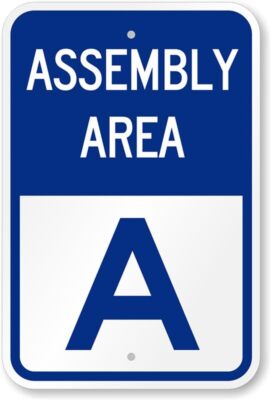 Assembly Area A Aluminum Weatherproof 8" x 12" Sign p00493 | eBay