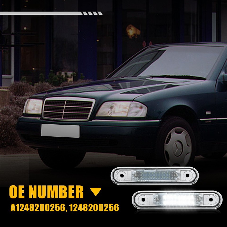 For Mercedes W201 E-Class W202 C-Class W124 LED License Plate Lights OE ...