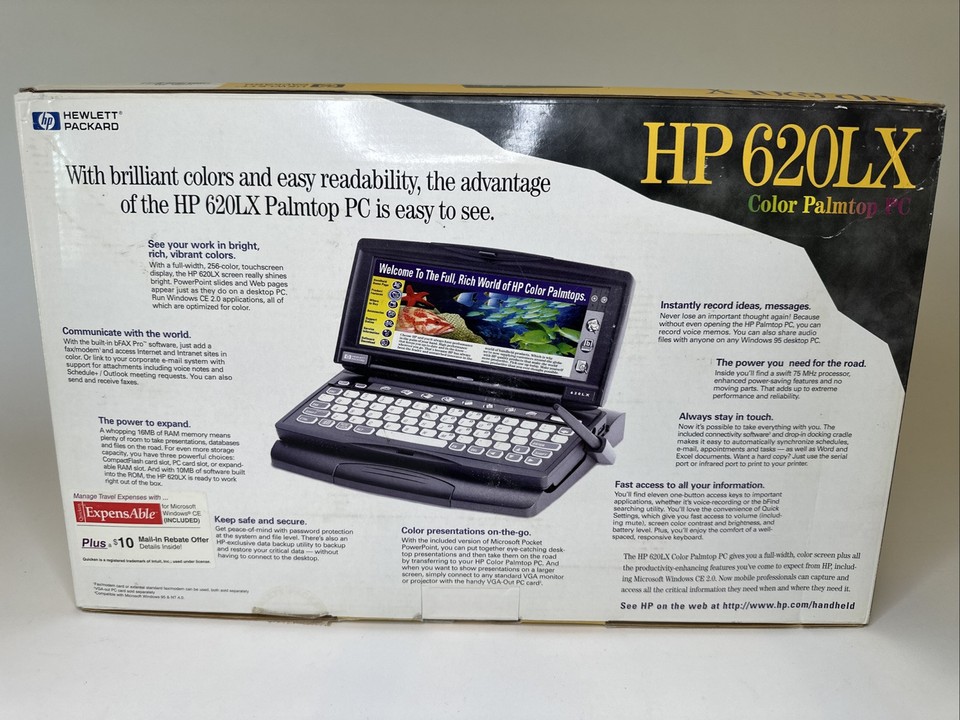 Hp 620LX Color Palmtop PC Box, Paperwork, CD-ROM Only (No Components ...