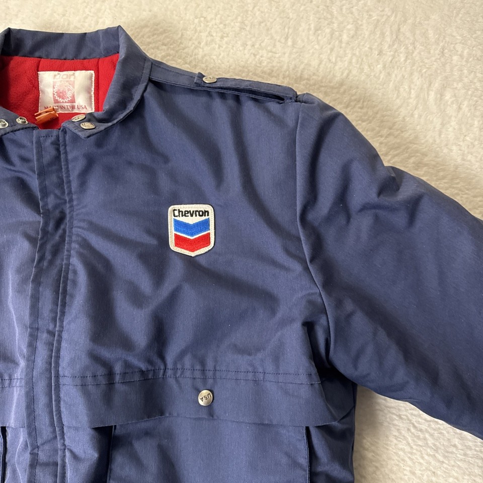Vintage Lion Chevron Gas Station Uniform Jacket Insulated Made in USA L ...