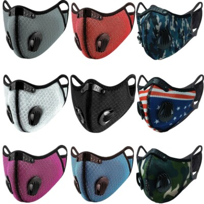 New Reusable Cycling Sports Mesh Face Mask Air Valves With Active ...