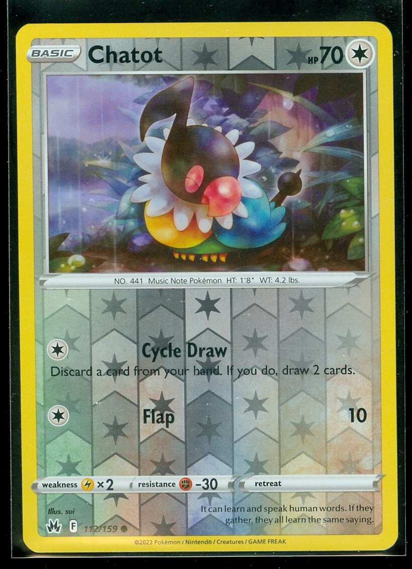 Pokemon CHATOT 112/159 - Crown Zenith - Rev Holo - - MINT | eBay
