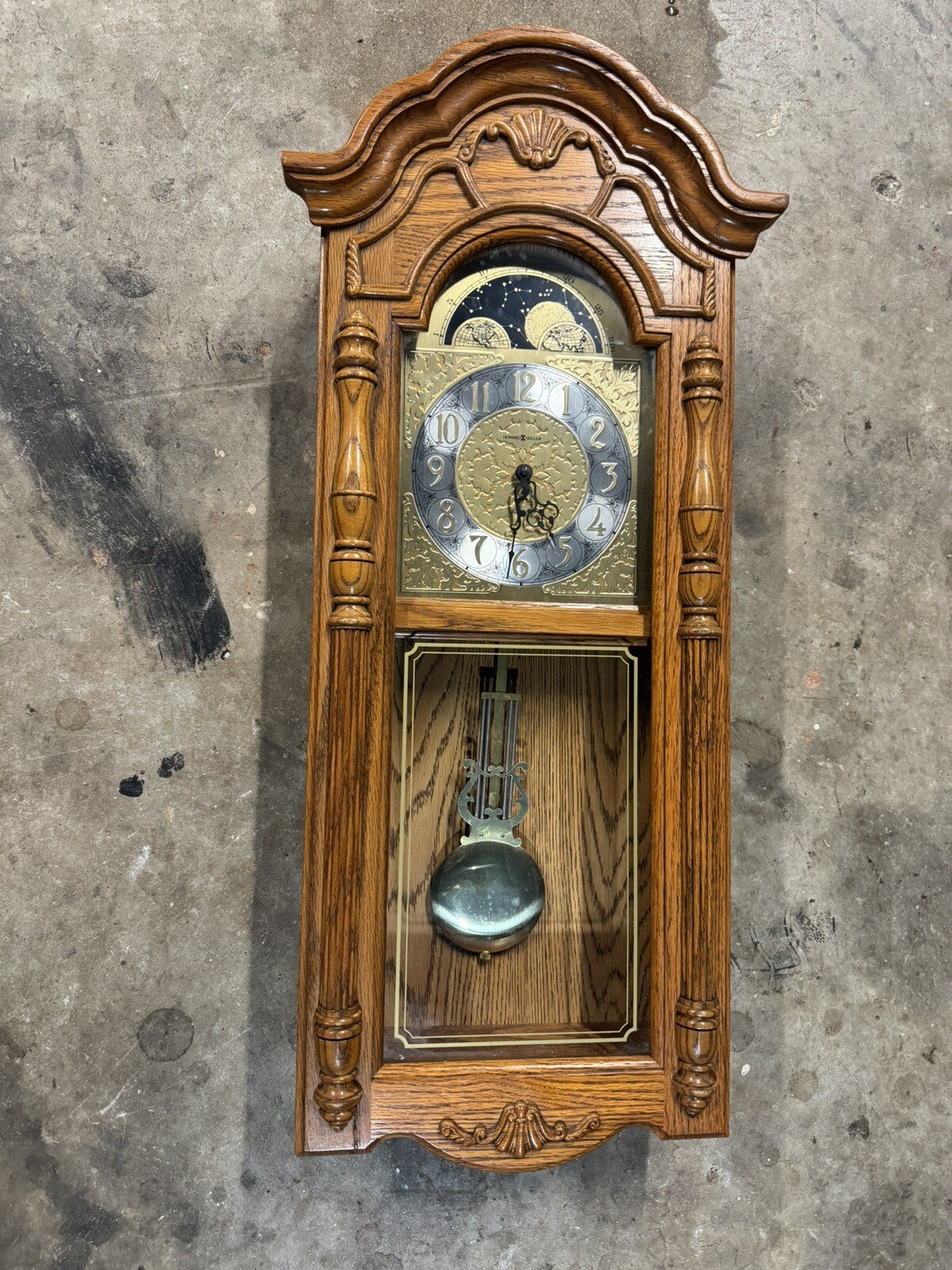 Howard Miller Rothwell Wall Clock 620-184 Golden Oak Quartz Dual-Chime ...