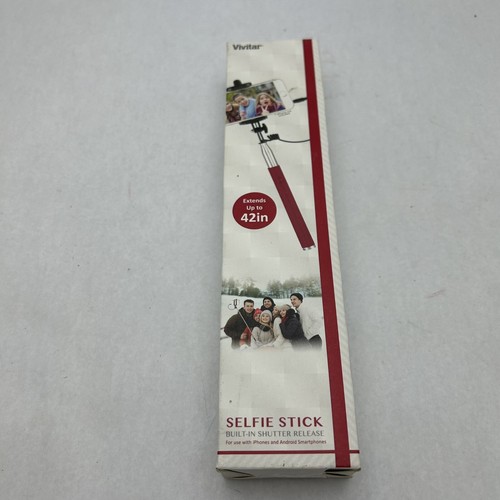 Vivitar Selfie Stick w/Built-In Shutter Release (Red) VIV-TR-365-PAL ...