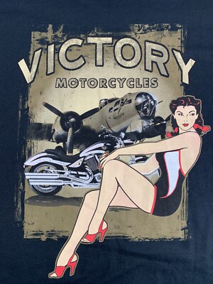 Victory Motorcycles Pin-Up Girl Military Black T-Shirt Mens Sz 4XL | eBay