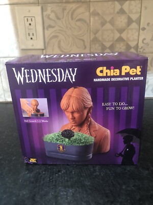 Chia Pet WEDNESDAY Decorative Pottery Planter Addam’s Family NEW in box ...