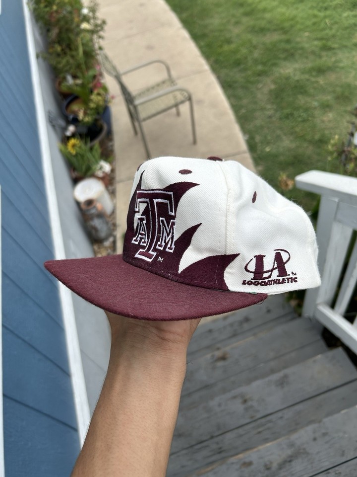 VTG 90s ATM Texas A & M Aggie Logo Athletic Sharktooth SnapBack Hat | eBay