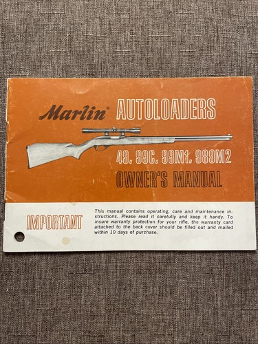 Original Marlin Model 49, 99C, 99M1, 989M2 Owners Manual TUBE Fed JM ...
