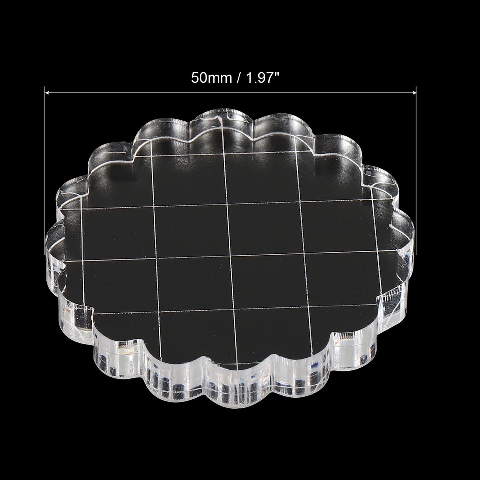 2" Acrylic Stamp Block Clear Stamping Block with Grid Lines Round | eBay