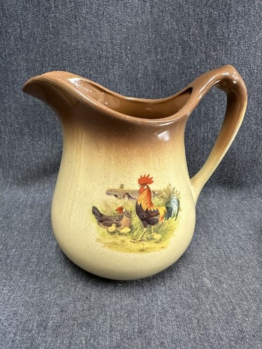 Vintage 6” Pitcher - Rooster Hen Chick - Unmarked | eBay