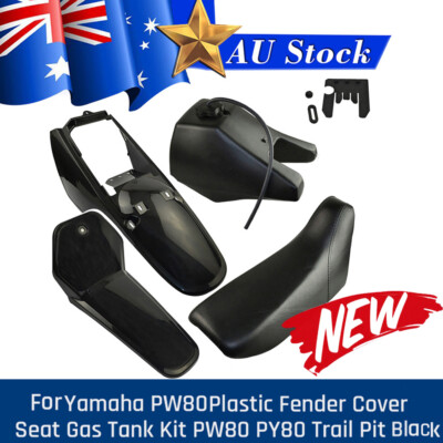 For Yamaha PW80 PY80 BLACK Plastic Fender Body Seat Gas Tank Kit Dirt ...
