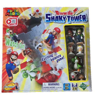 Epoch Games Super Mario Blow Up! Shaky Tower Balancing Game Tabletop ...
