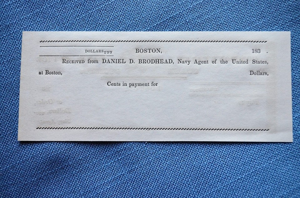 Naval Disbursement Checks, Commonwealth Bank, Boston, MA, UNUSED 1830's ...
