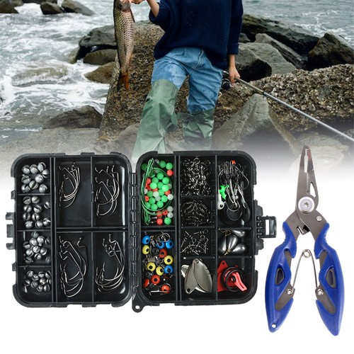 188X Sea Fishing Accessories Tackle Box Kit Set Jig-Hooks Swivels Clamp ...